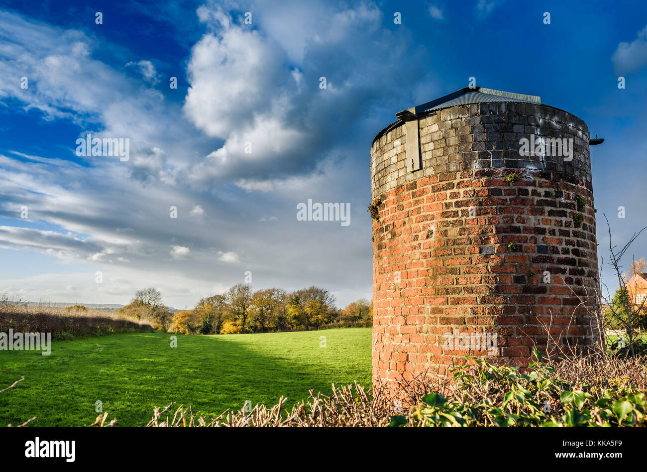 Brick canal ventilation shaft for the Barnton Tunnel on farmland in ...