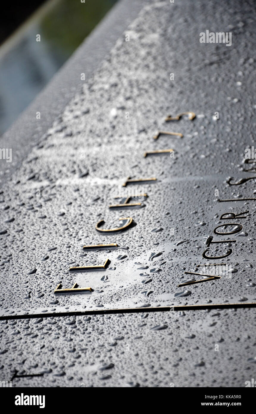 Name of Flight 175 on the South Pool of the September 11th Memorial ...