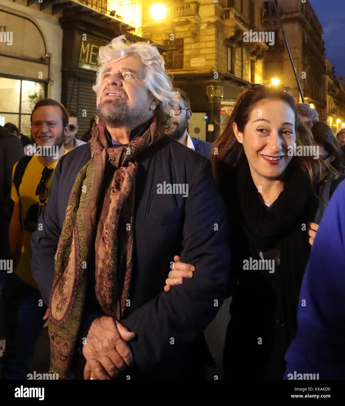 Beppe Grillo in Palermo for the electoral campaign of the 5 Star ...