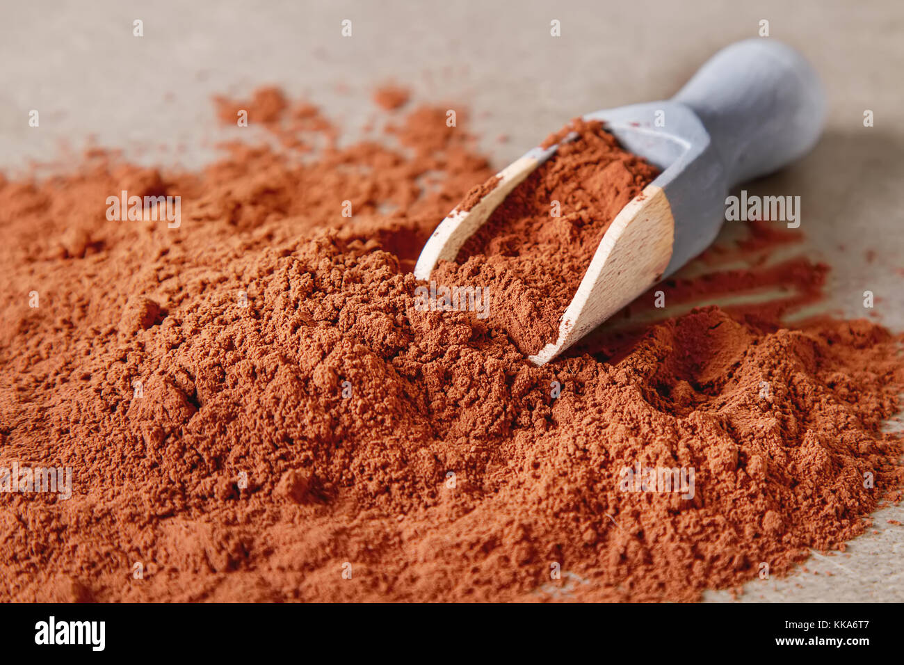 Natural cocoa powder for chocolate and baking. Copy space Stock Photo ...