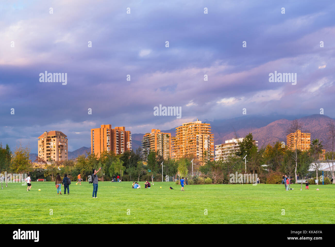 Santiago, Region Metropolitana, Chile - People gather, practice sports ...