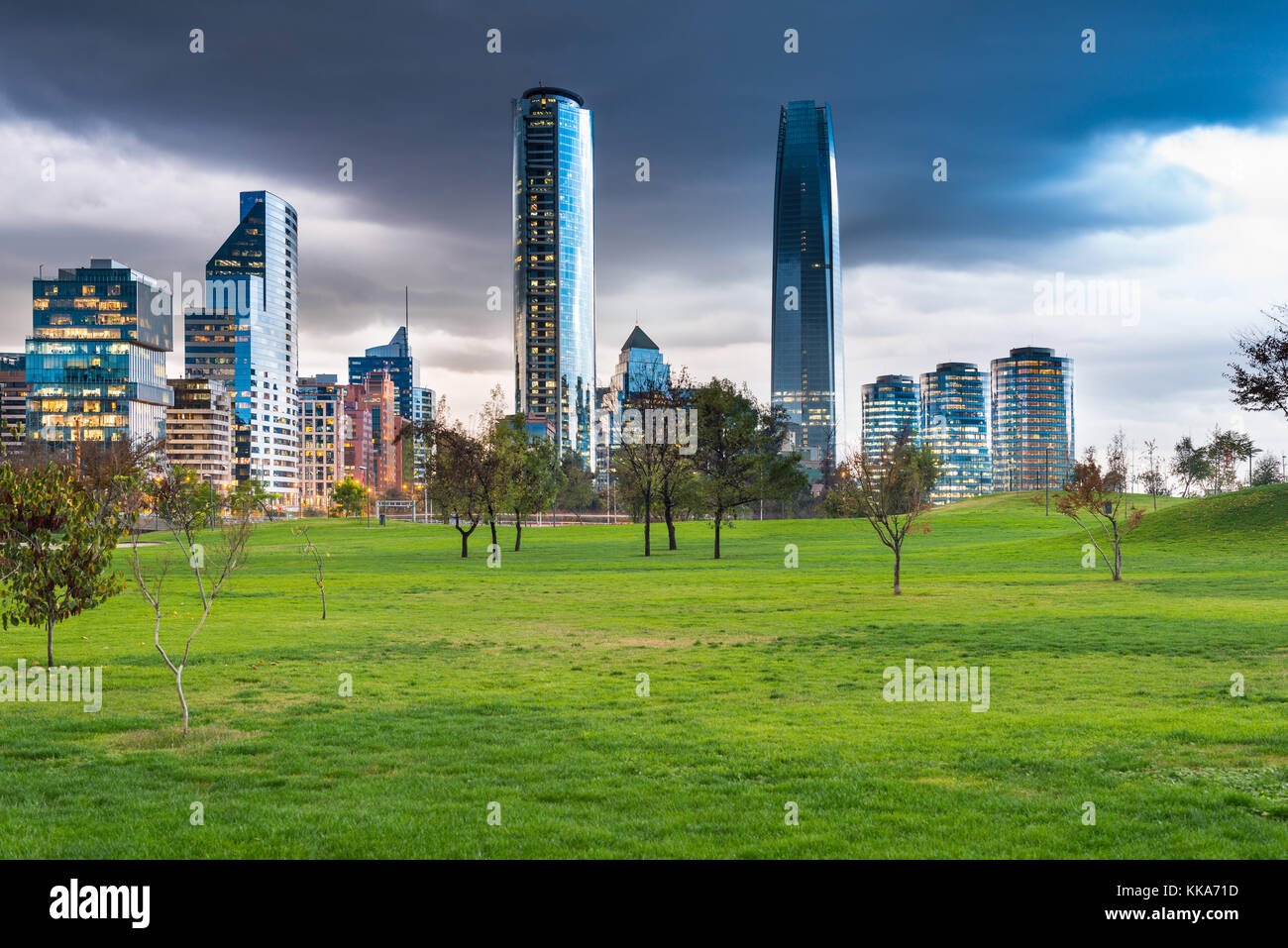 Meadows at Parque Bicentenario (Bicentennial Park) in the wealthy ...