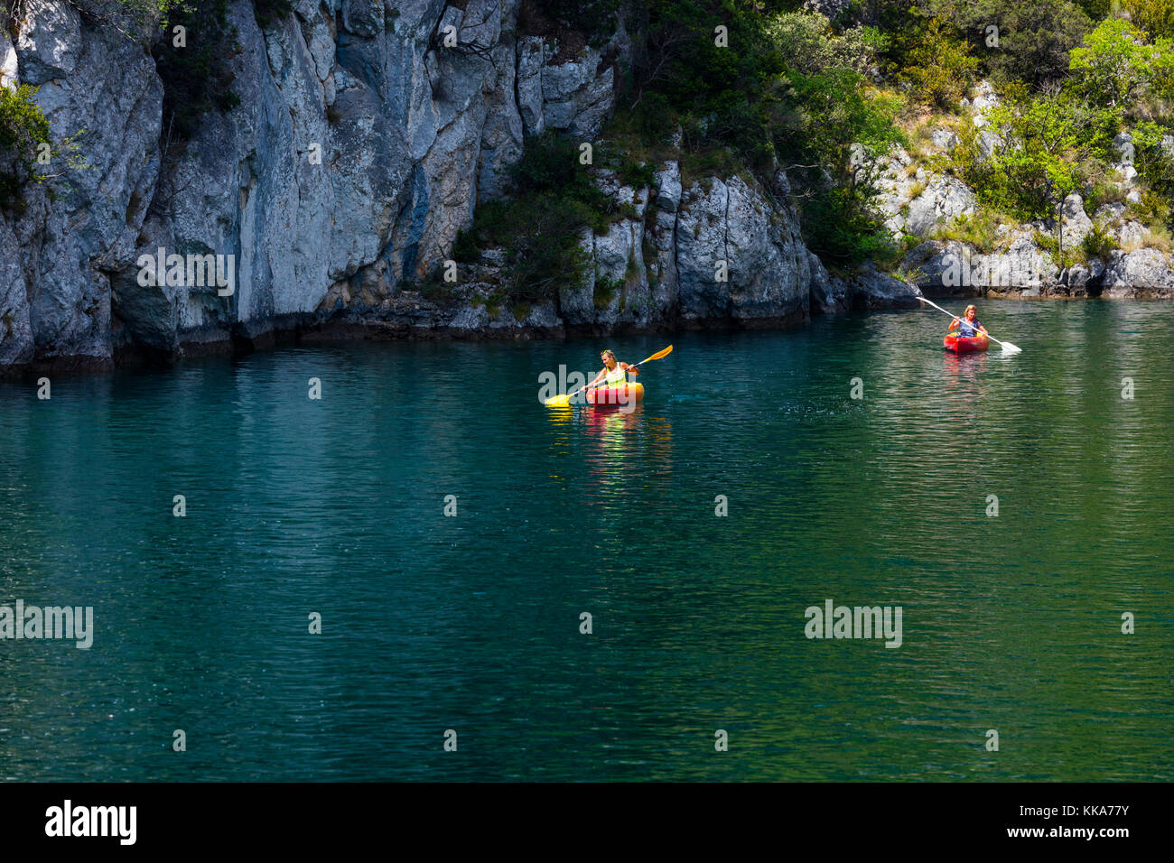Kayaking, Quinson Lake, Gorges du Verdon Natural Park, Alpes Haute ...
