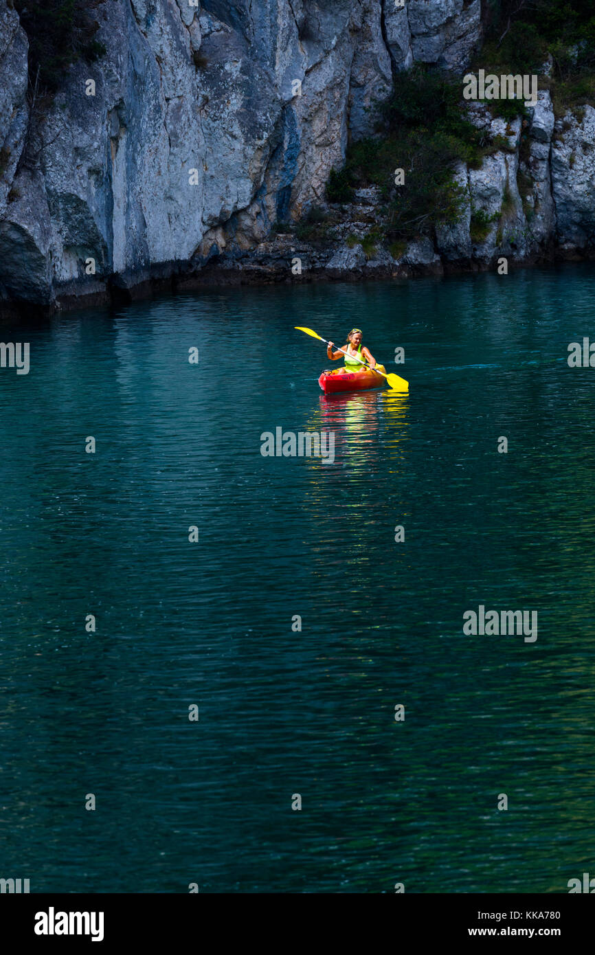 Kayaking, Quinson Lake, Gorges du Verdon Natural Park, Alpes Haute ...