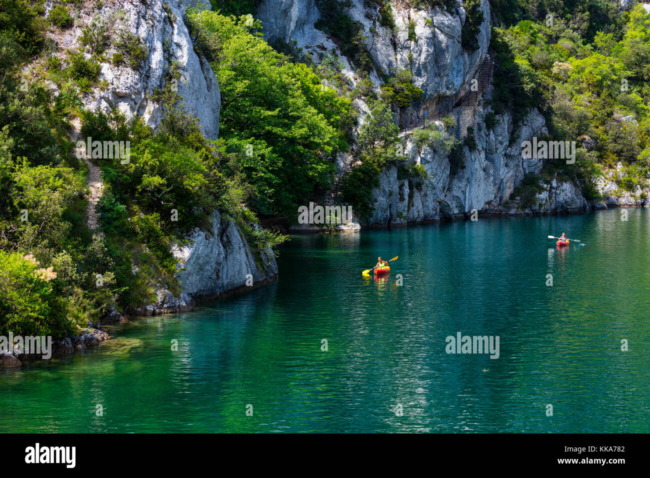 Kayaking, Quinson Lake, Gorges du Verdon Natural Park, Alpes Haute ...