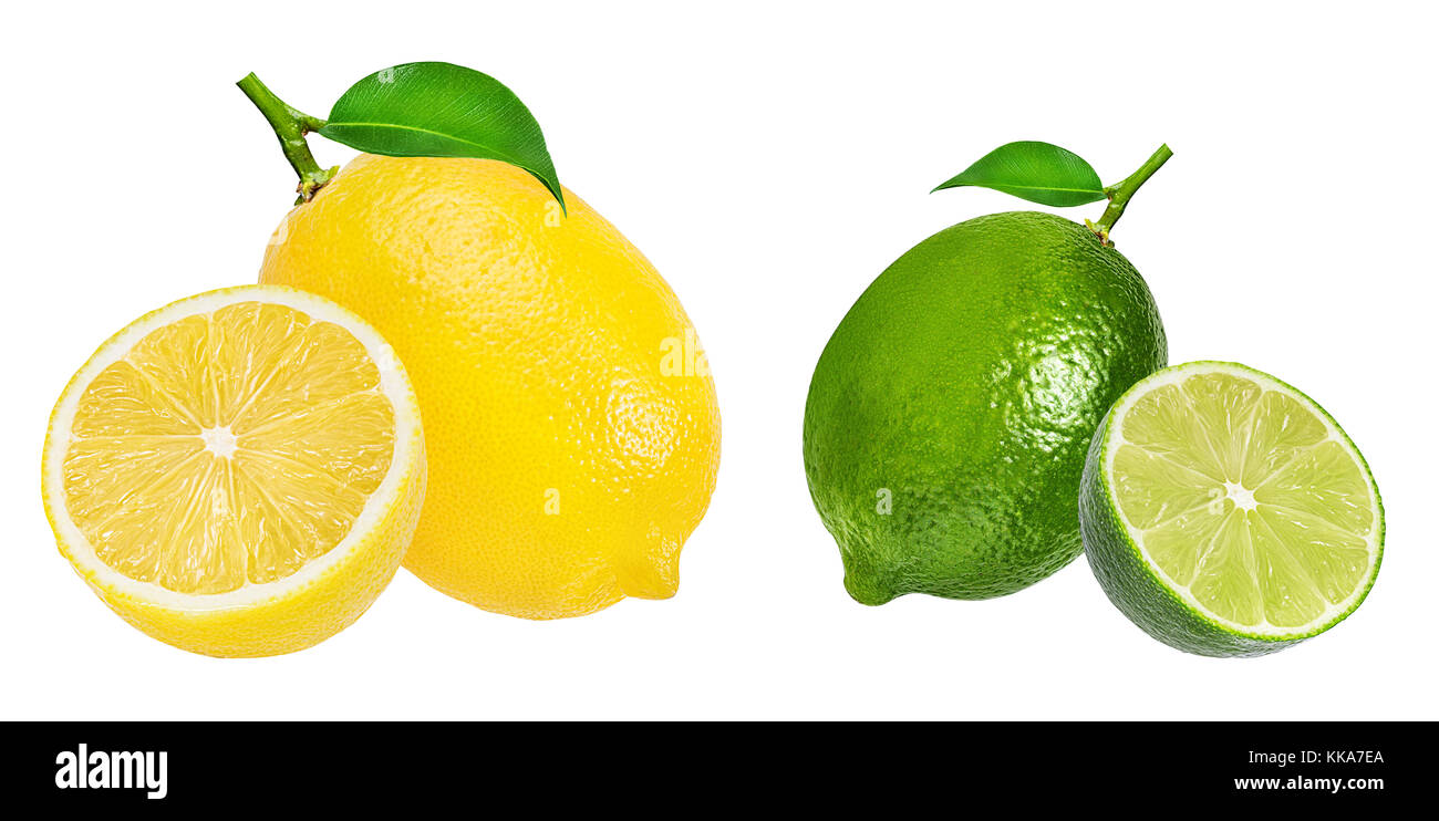 Fresh lemon and lime isolated on white background Stock Photo - Alamy