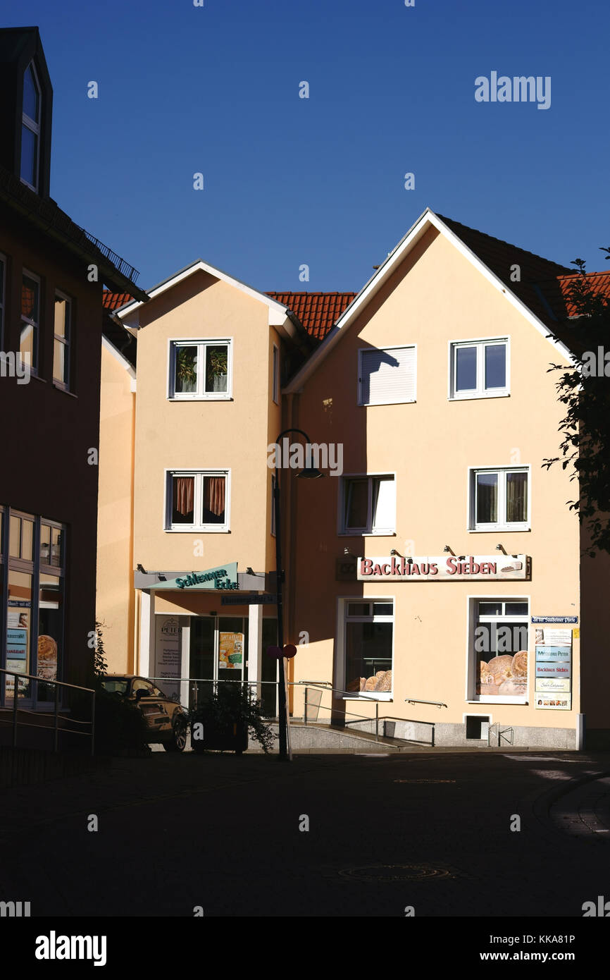 Nieder-Olm, Germany - October 14, 2017: Shops with bakeries and ...