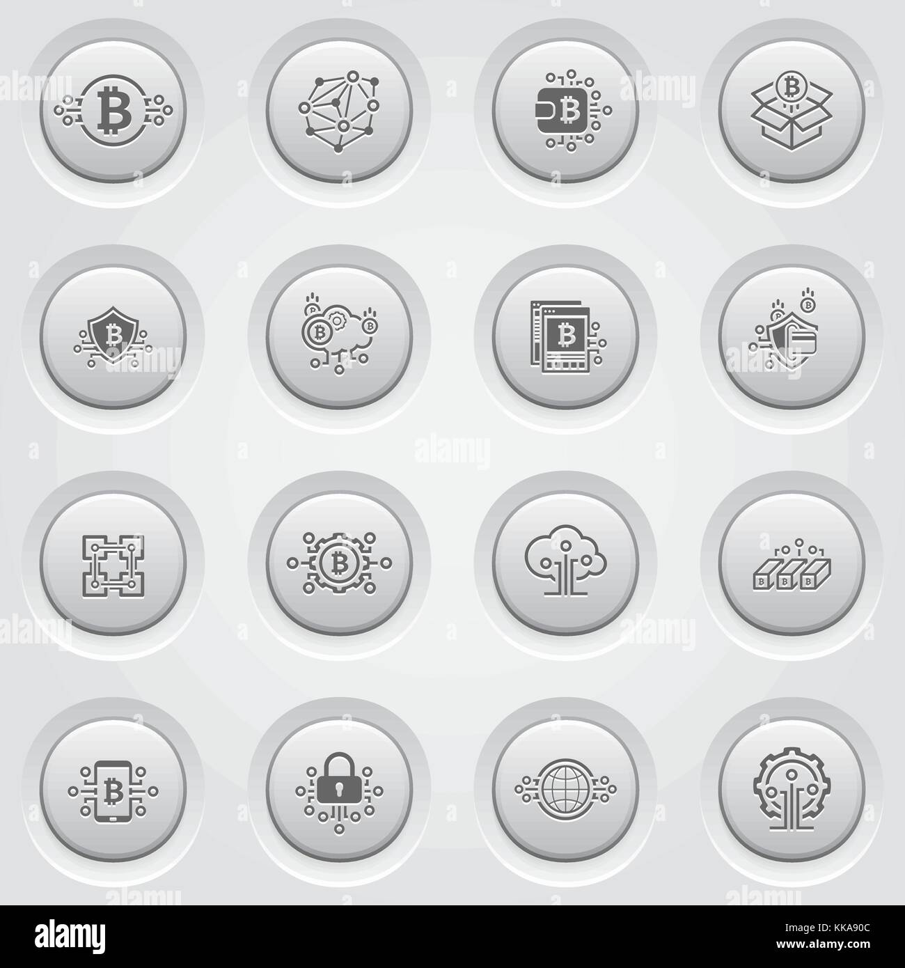 Bitcoin and Blockchain Cryptocurrency Icons Stock Vector Image & Art ...