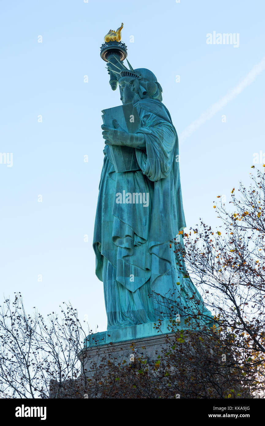 Statue of liberty profile low angle view against blue sky Stock Photo ...