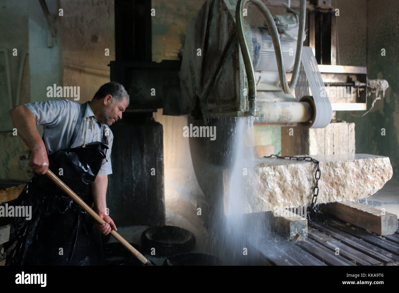 November 27, 2017 - A stone workshop in Syria where local sawyers and ...
