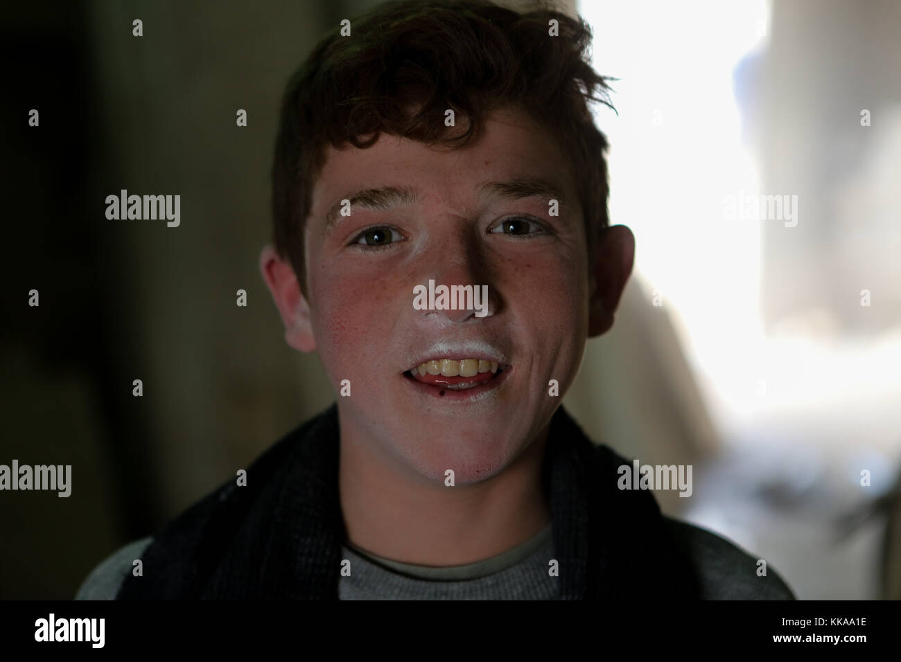 A stone workshop in Syria where local sawyers and banker masons cut the ...