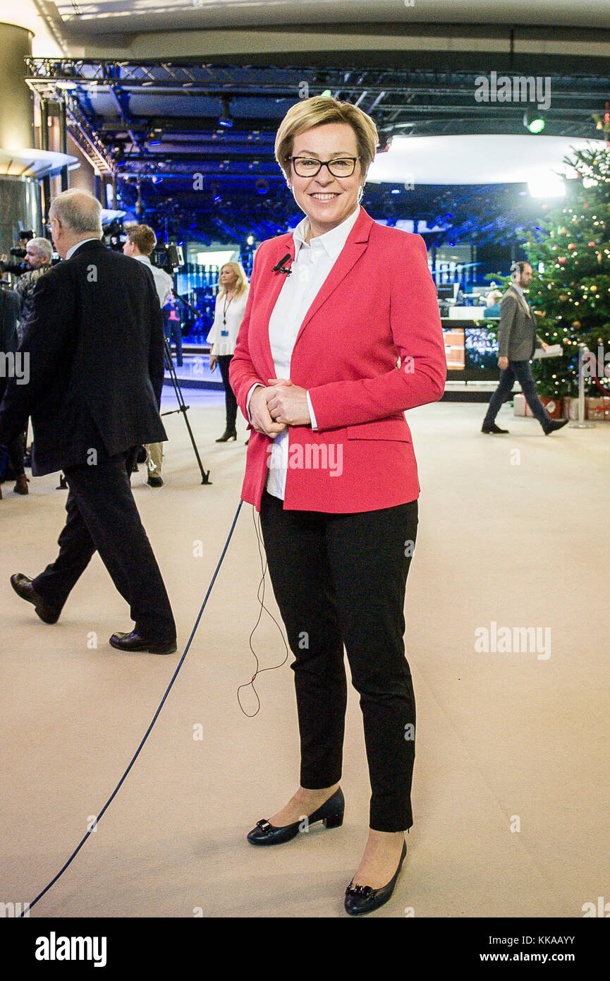 Brussels, Belgium. 29th Nov, 2017. Member of European Parliament (MEP) Jadwiga Wisniewska gives ...
