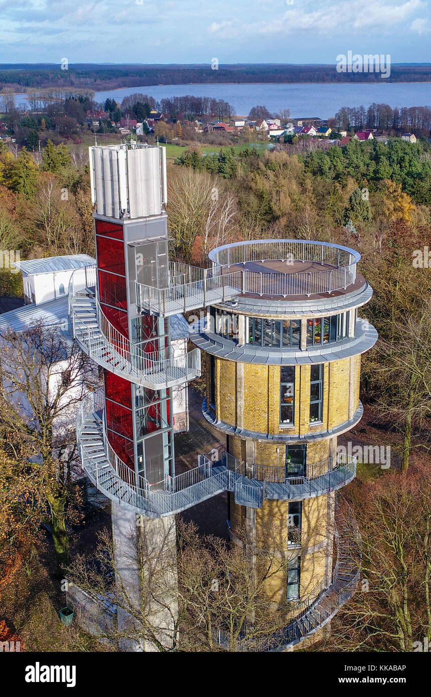 View of the water tower with viewing platform and elevator shaft at the ...
