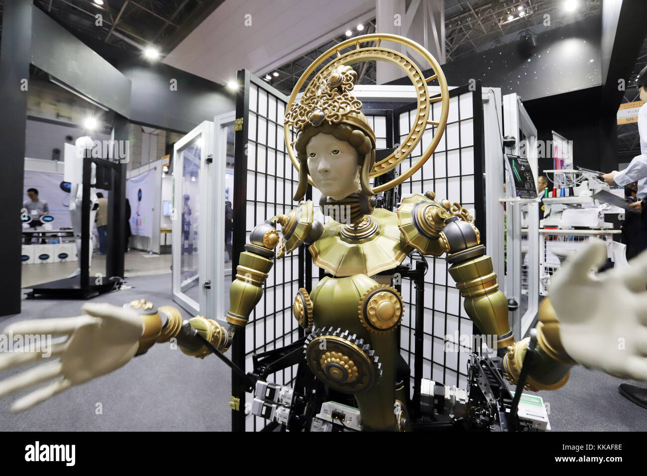 Tokyo, Japan. 29th Nov, 2017. Japan's robot maker Muscle displays a ...