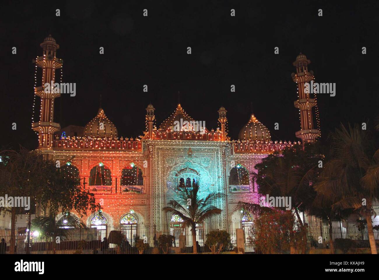 Illuminated look of Aram Bagh Moque on the occasion of Eid-e-Milad-un ...