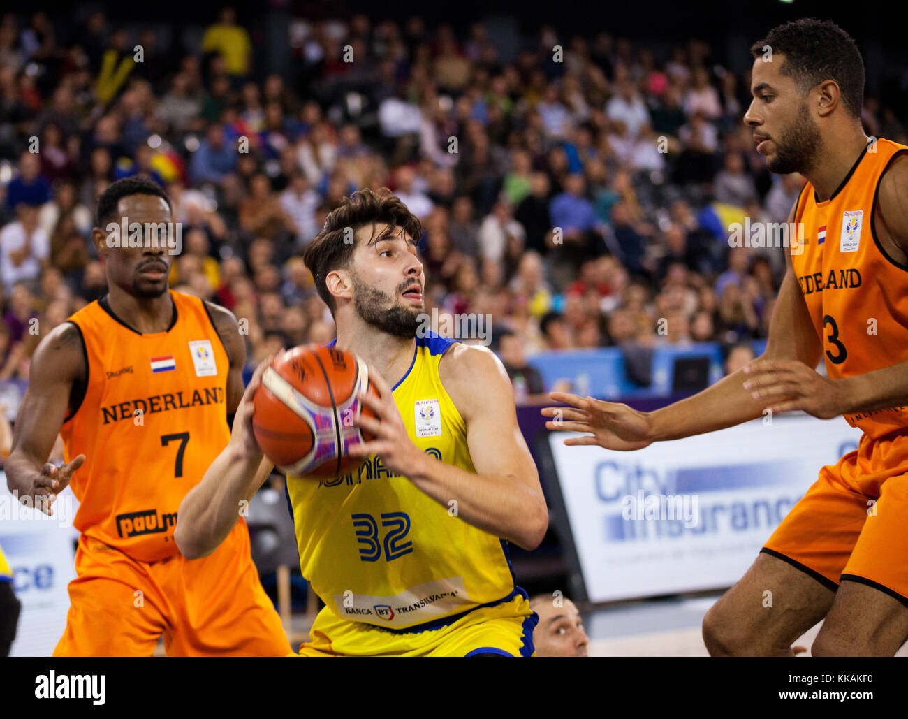 Nandor Kuti (M) of Romania in action during FIBA Basketball World Cup ...