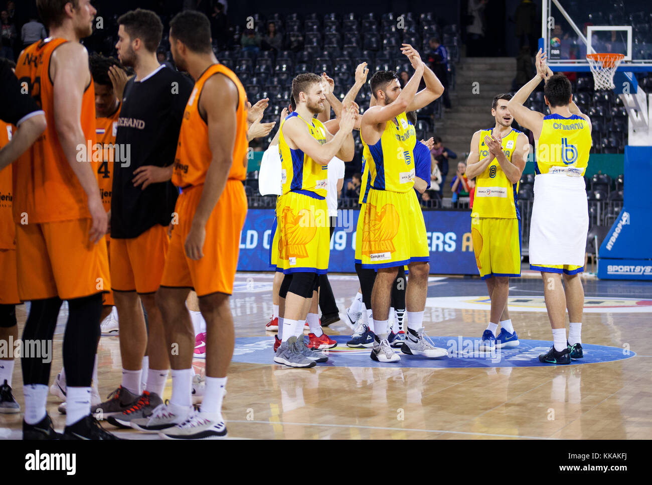 The Romanian team celebrating after winning the FIBA Basketball World ...