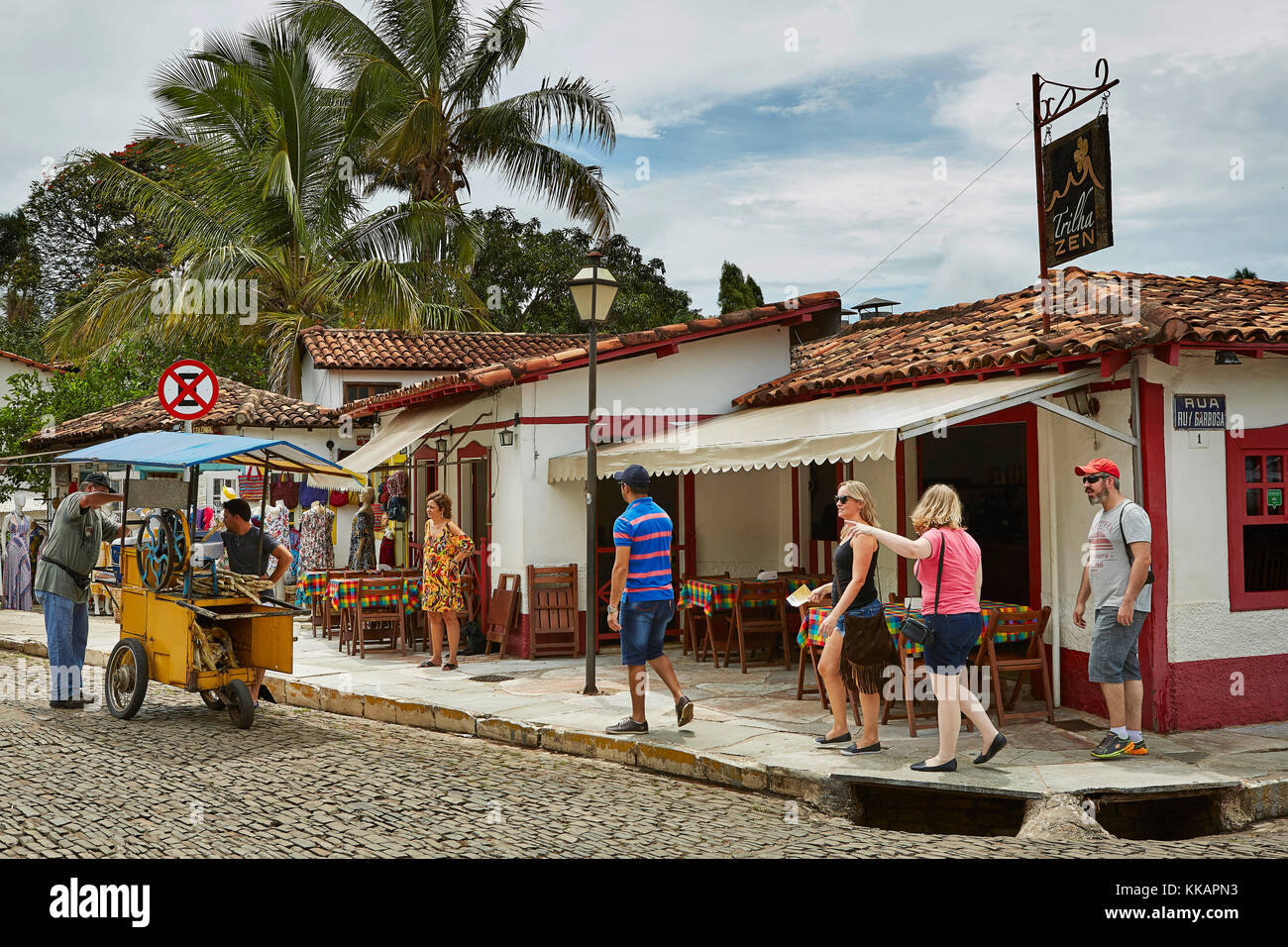 Colonial architecture in the old town, Pirenopolis, a town located in ...