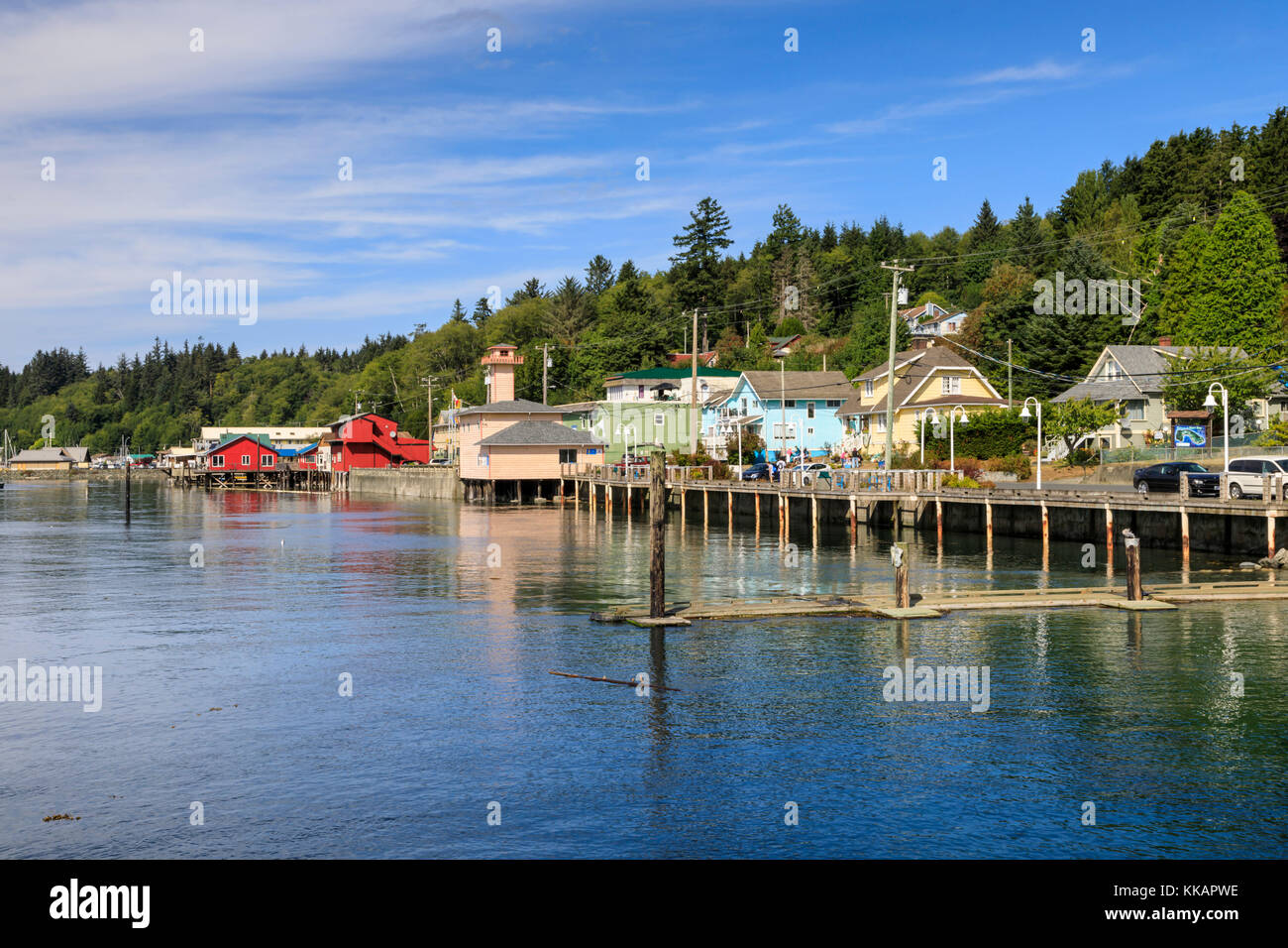 Alert Bay, brightly painted buildings on piles, Cormorant Island ...