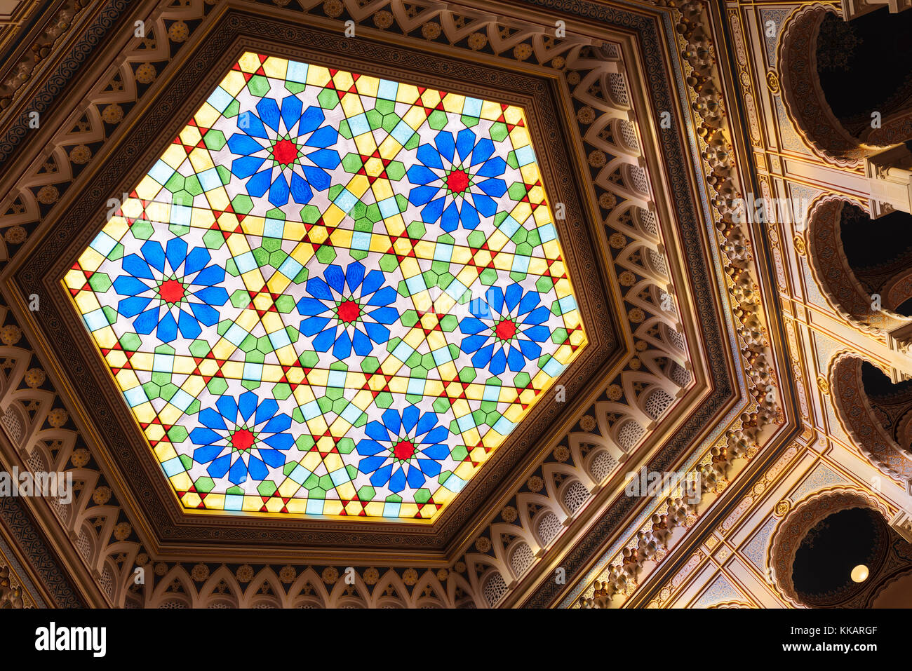 Stained glass window, interior of Vijecnica (City Hall), Old Town ...