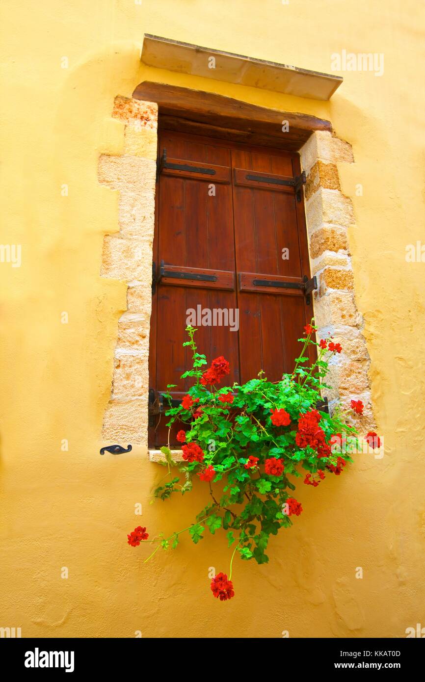 Shuttered window, Crete, Greek Islands, Greece, Europe Stock Photo - Alamy