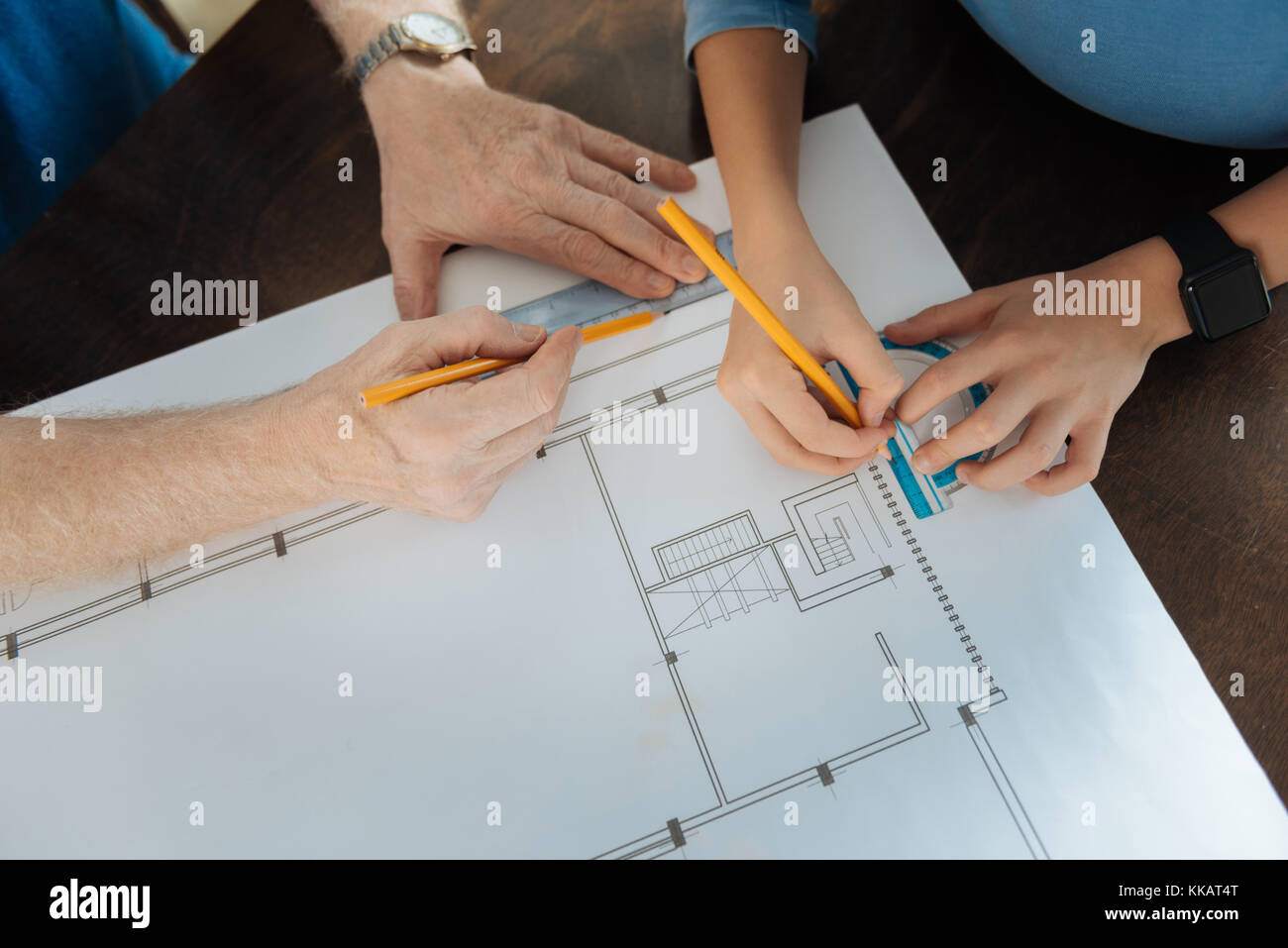 Top view of a professional engineer drawing Stock Photo - Alamy