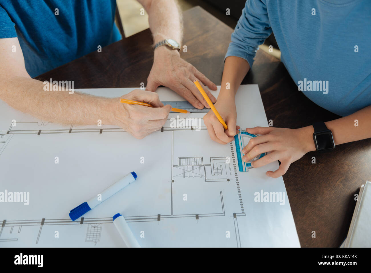 Top view of a professional drawing Stock Photo - Alamy