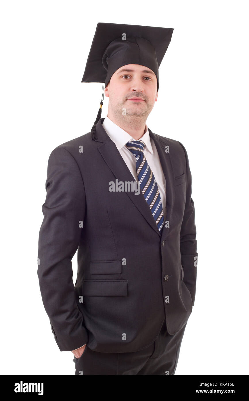 Proud male college professor standing isolated on white background ...