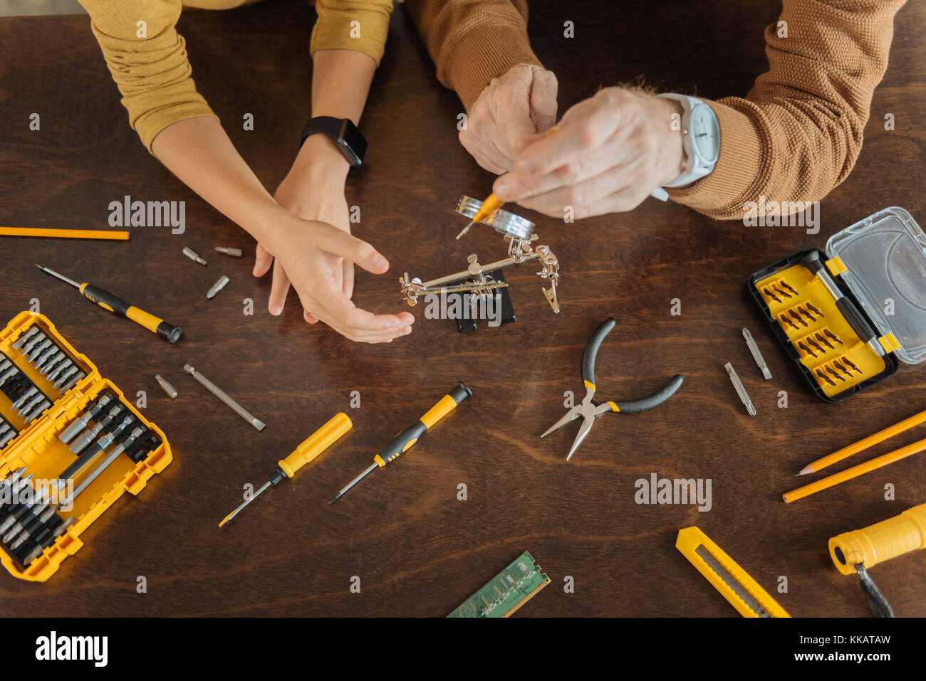 Top view of a working space Stock Photo - Alamy