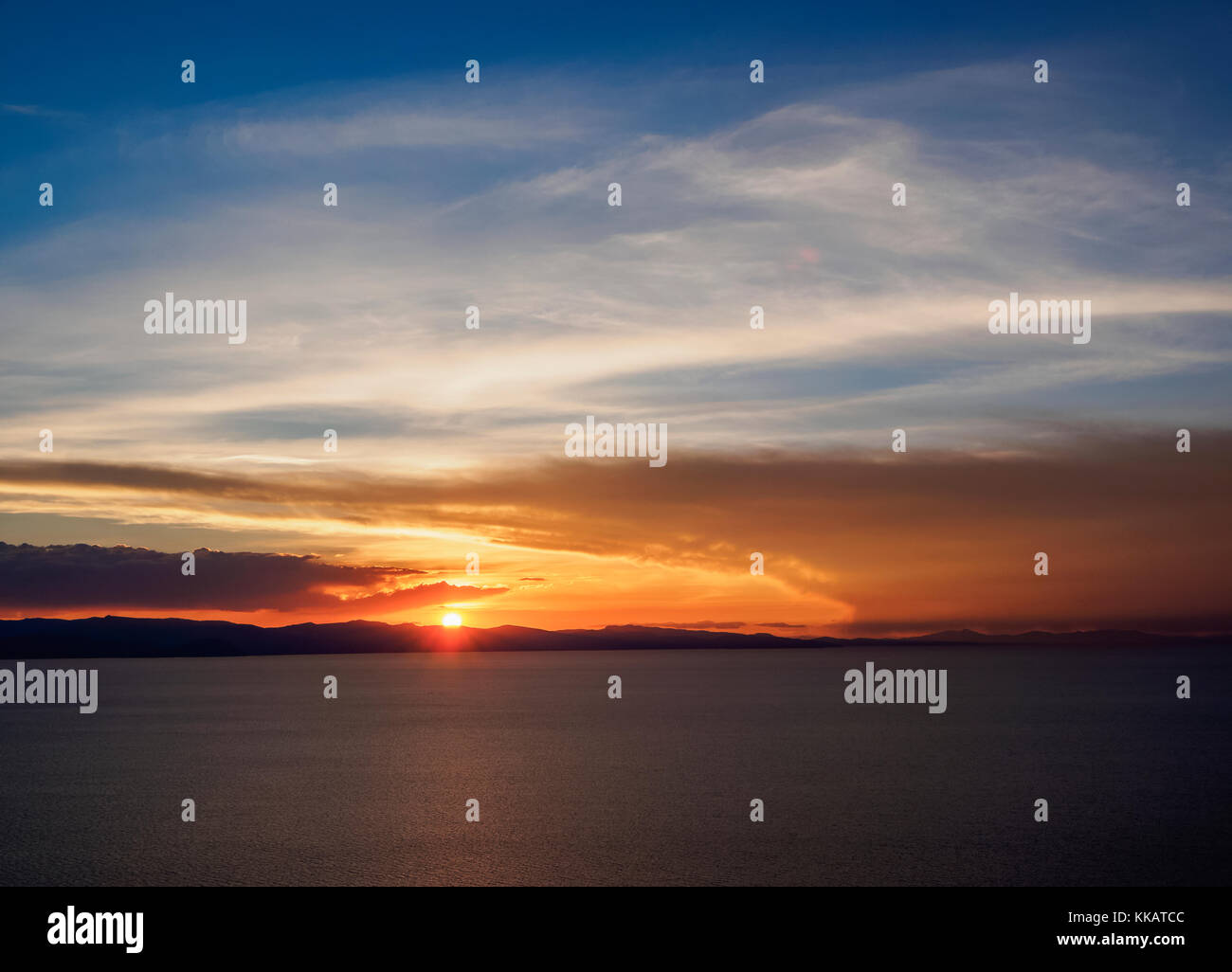 Lake Titicaca Seen From The Mount Calvario In Copacabana Sunset La