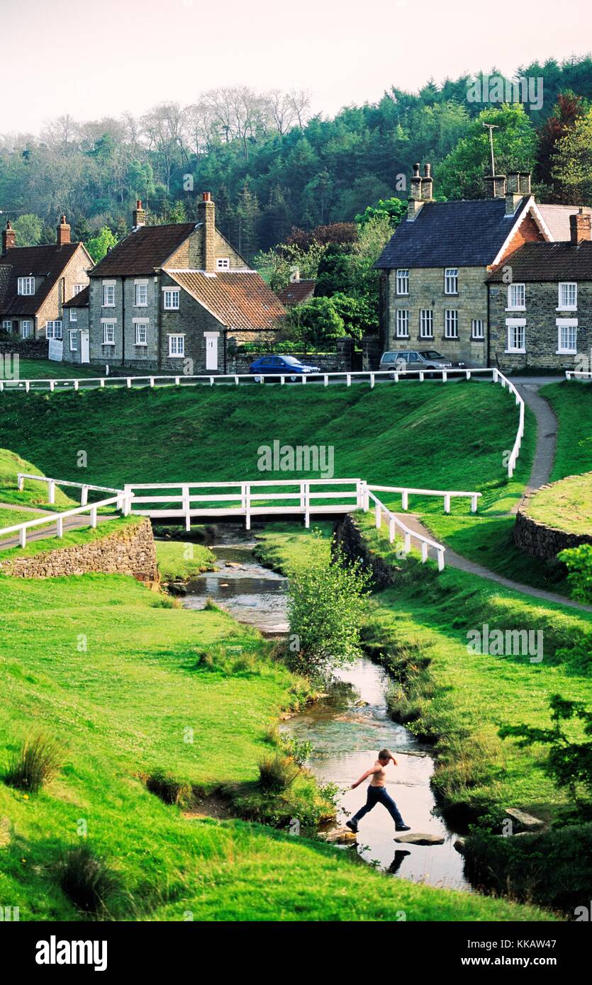 The village of Hutton le Hole in the North York Moors National Park ...