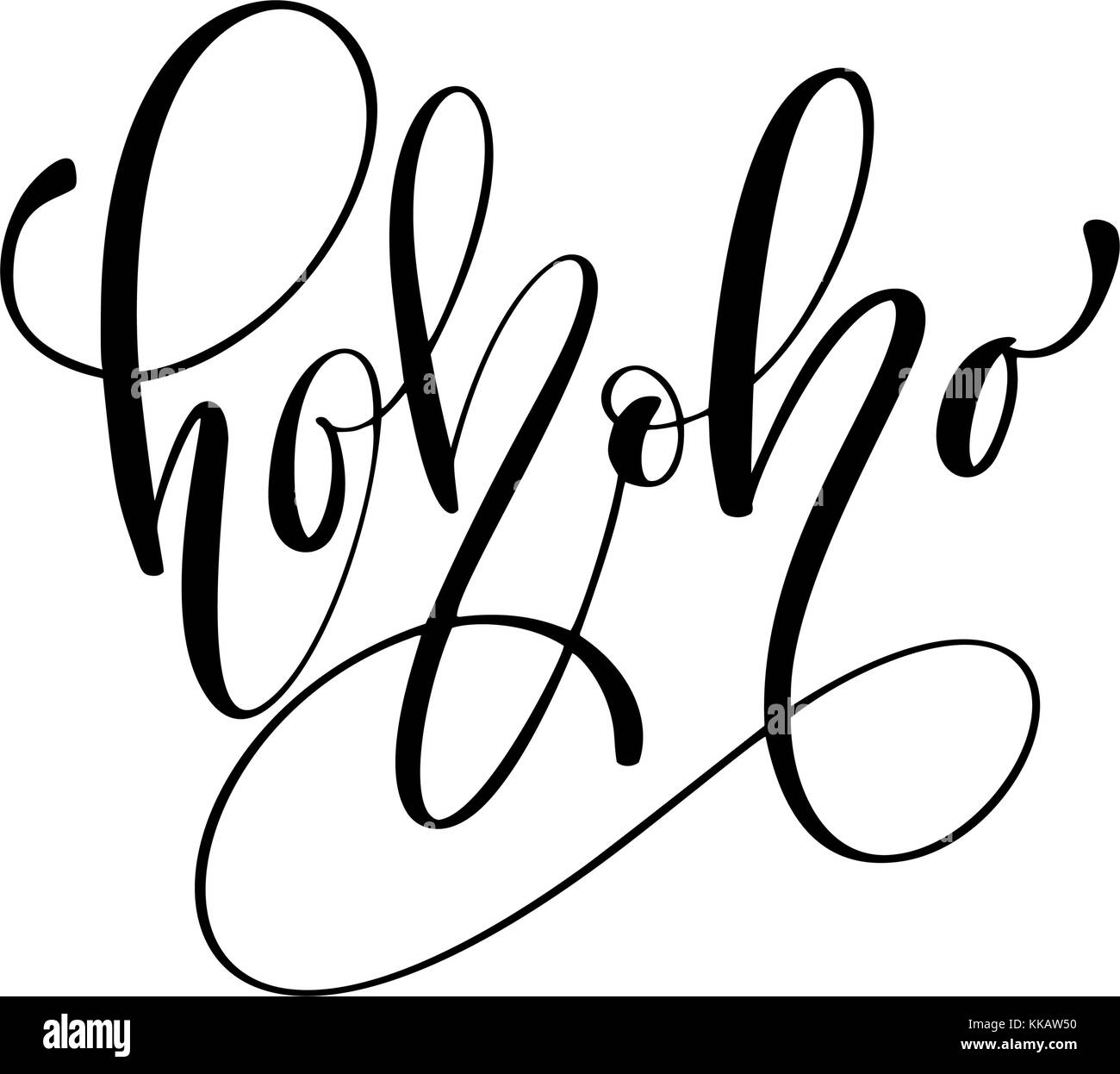 Ho-Ho-Ho Christmas calligraphy vector greeting card with modern brush ...