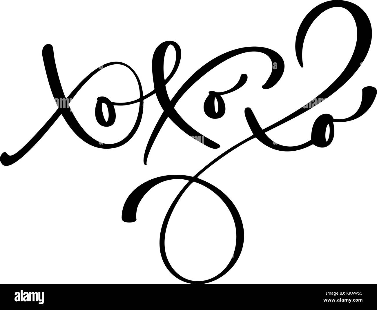 Xo-Xo-Xo Christmas calligraphy vector greeting card with modern brush ...