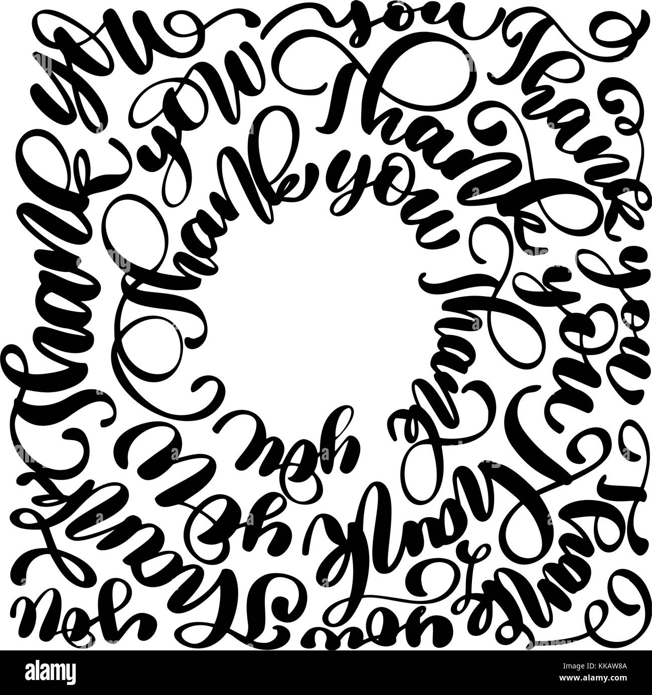 Thank You modern handwritten inscription disposed in a circle. Hand ...