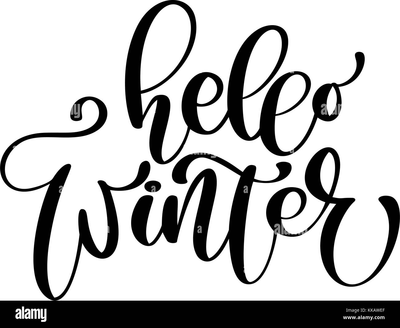 calligraphy Hello Winter Merry Christmas card with. Template for ...