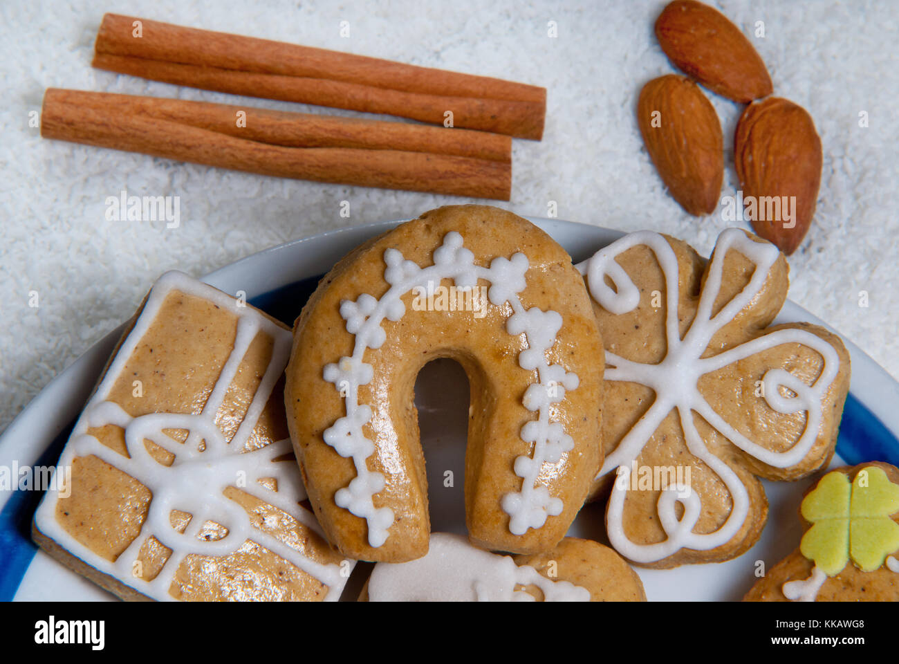 Still Life with Gingerbread, Cinnamon and Almond Stock Photo - Alamy