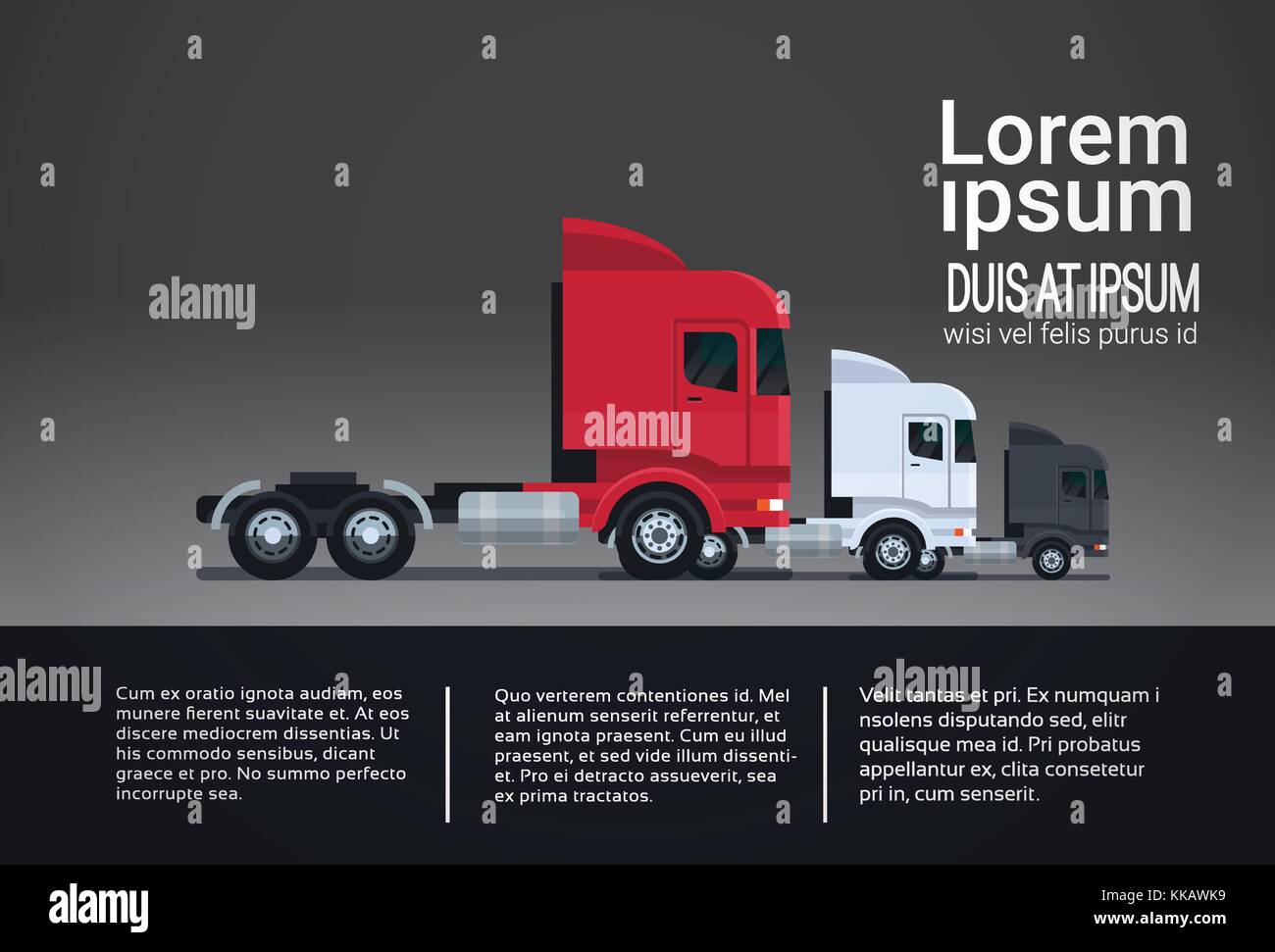 Set Of Infographic Elements With Semi Truck Trailers Template Banner ...