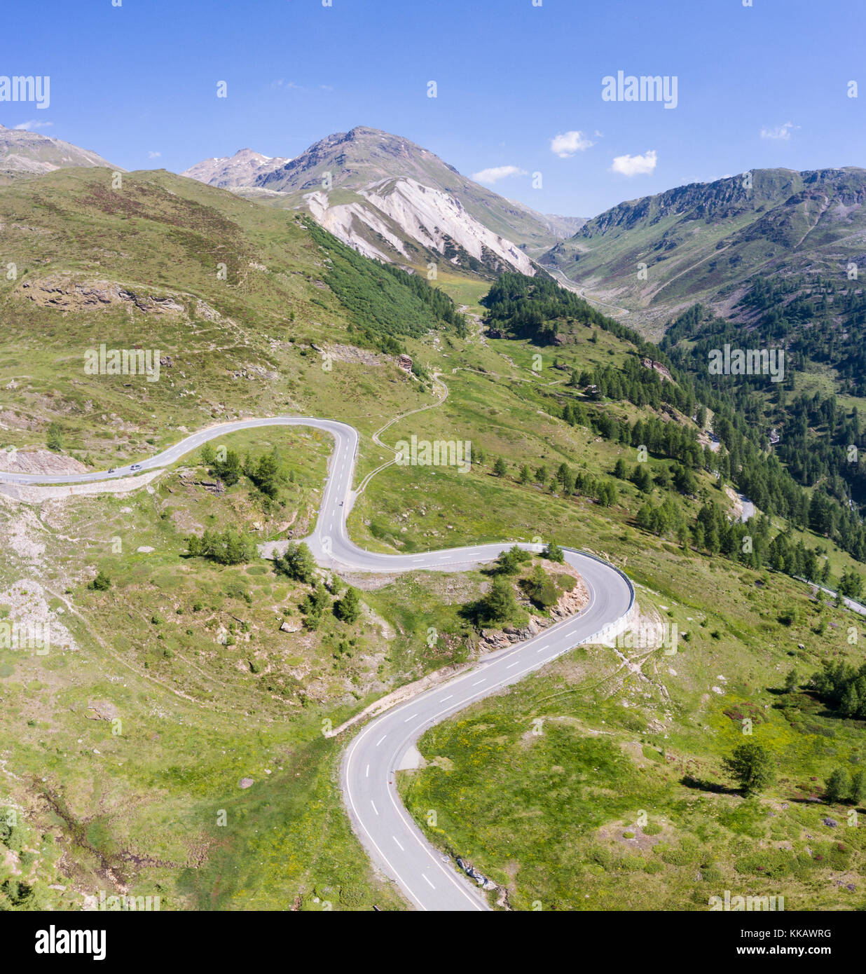Mountain road - Bernina pass in Swiss Alps Stock Photo - Alamy