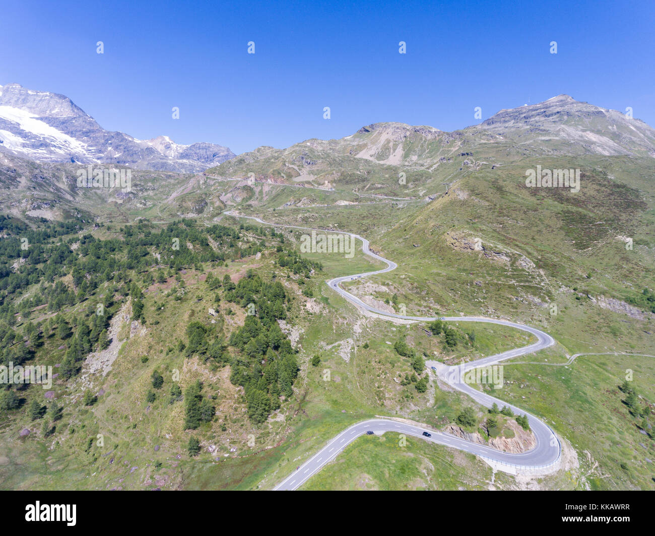 Bernina Pass - Aerial view Stock Photo - Alamy