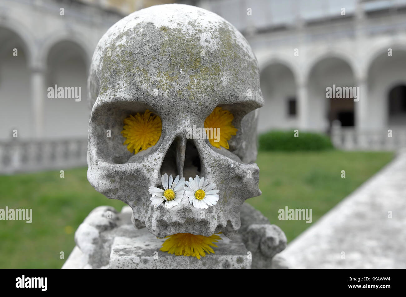 skull on a balustrade at the Carthusian monastery in Naples Stock Photo ...
