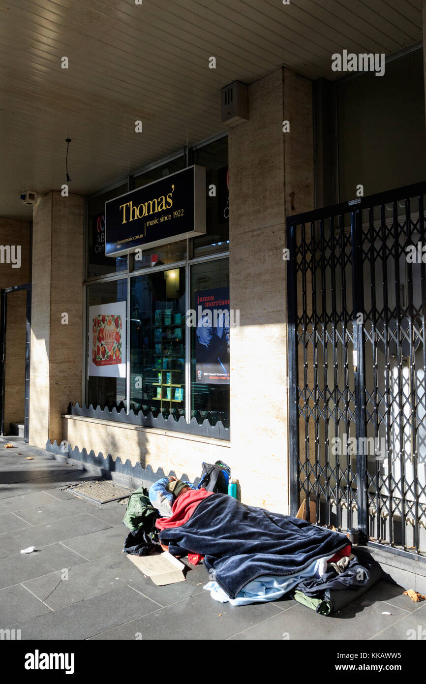 Australia, Melbourne, Victoria, homeless, sleeping, street Stock Photo ...