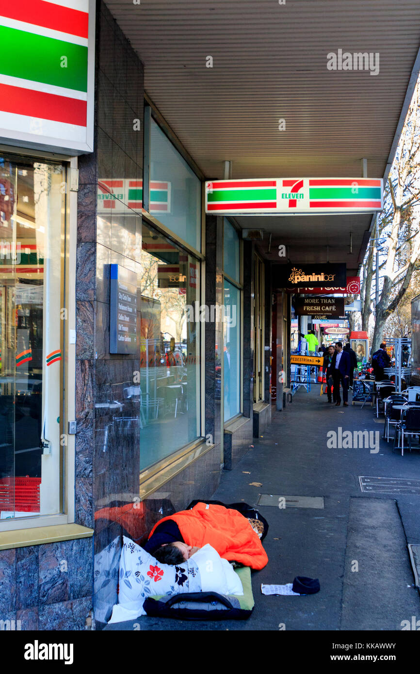 Australia, Melbourne, Victoria, homeless, sleeping, street Stock Photo ...