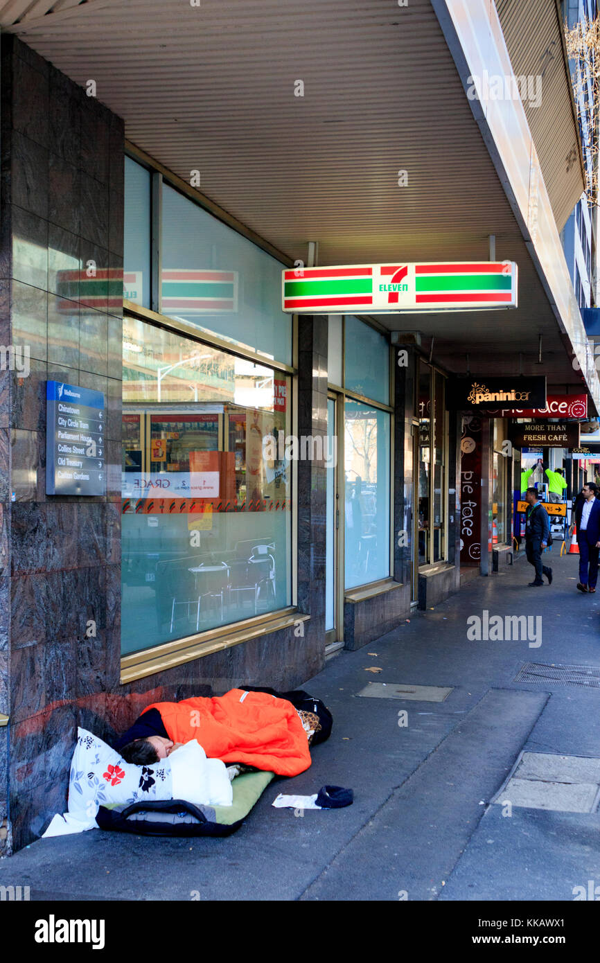 Australia, Melbourne, Victoria, homeless, sleeping, street Stock Photo ...