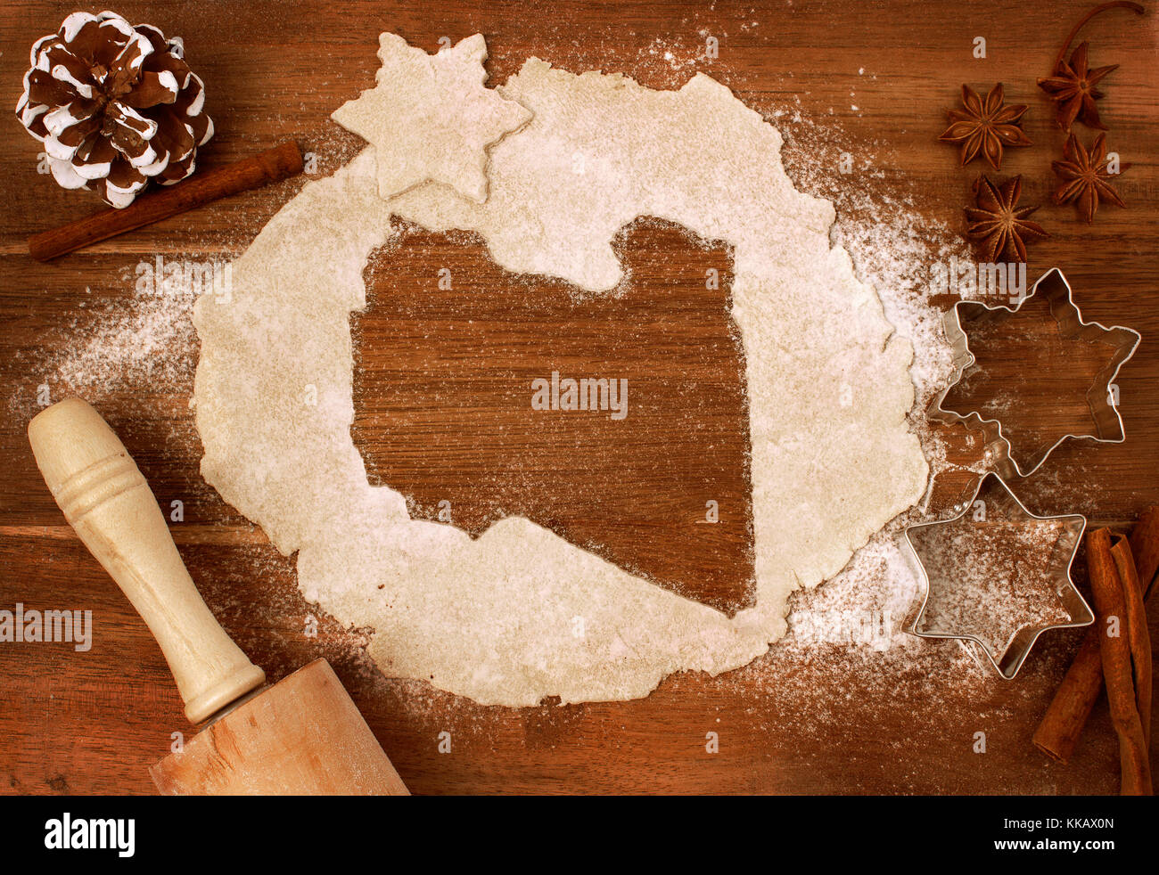 Festive cookie dough with the shape of Libya cut out (series Stock ...