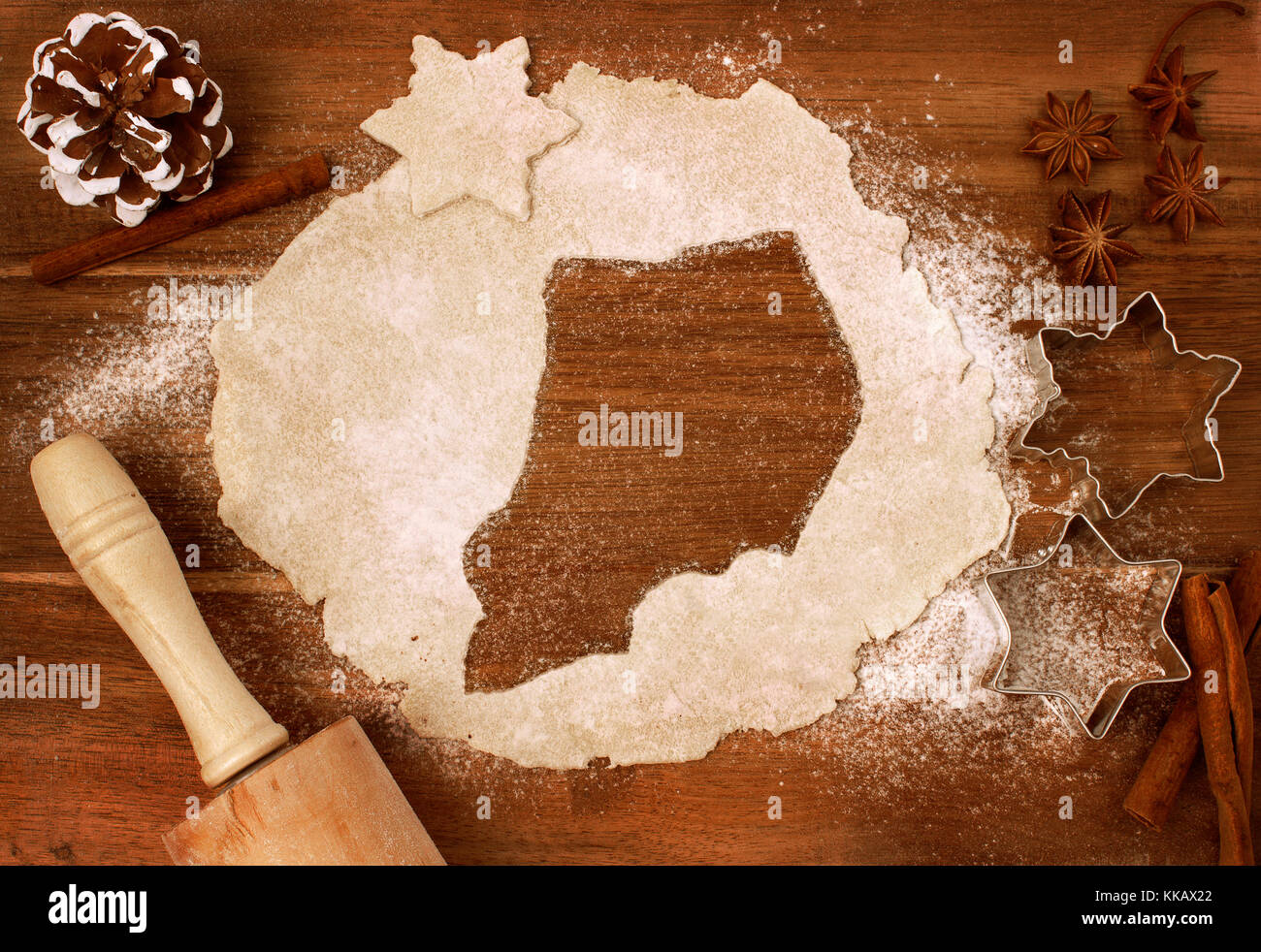 Festive cookie dough with the shape of Uganda cut out (series Stock ...