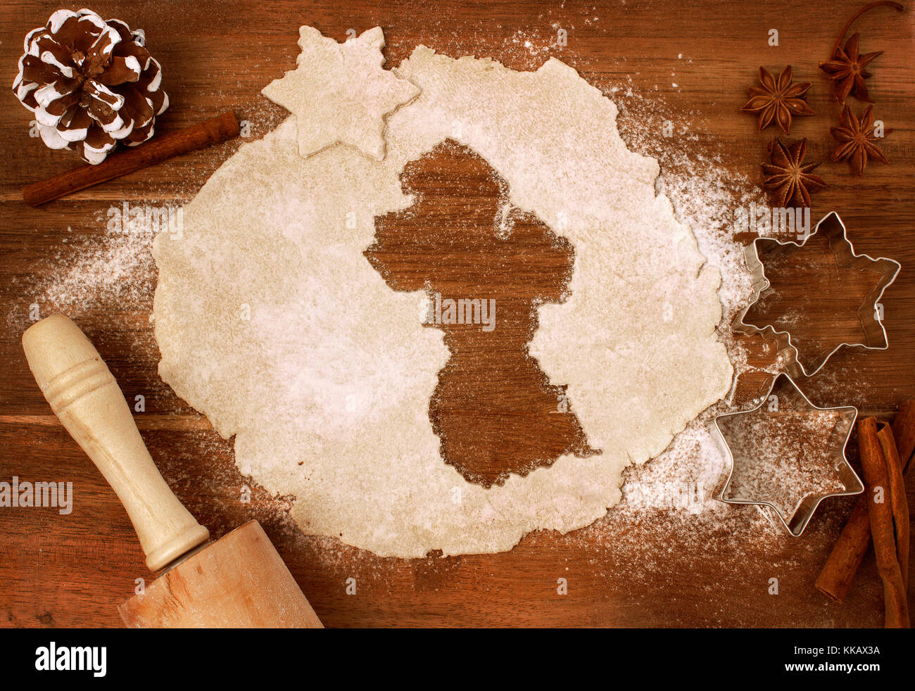 Festive cookie dough with the shape of Guyana cut out (series Stock ...