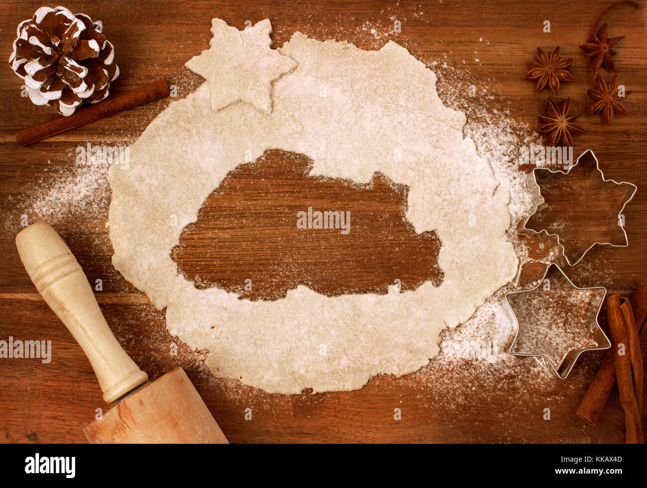 Festive cookie dough with the shape of Bhutan cut out (series Stock ...