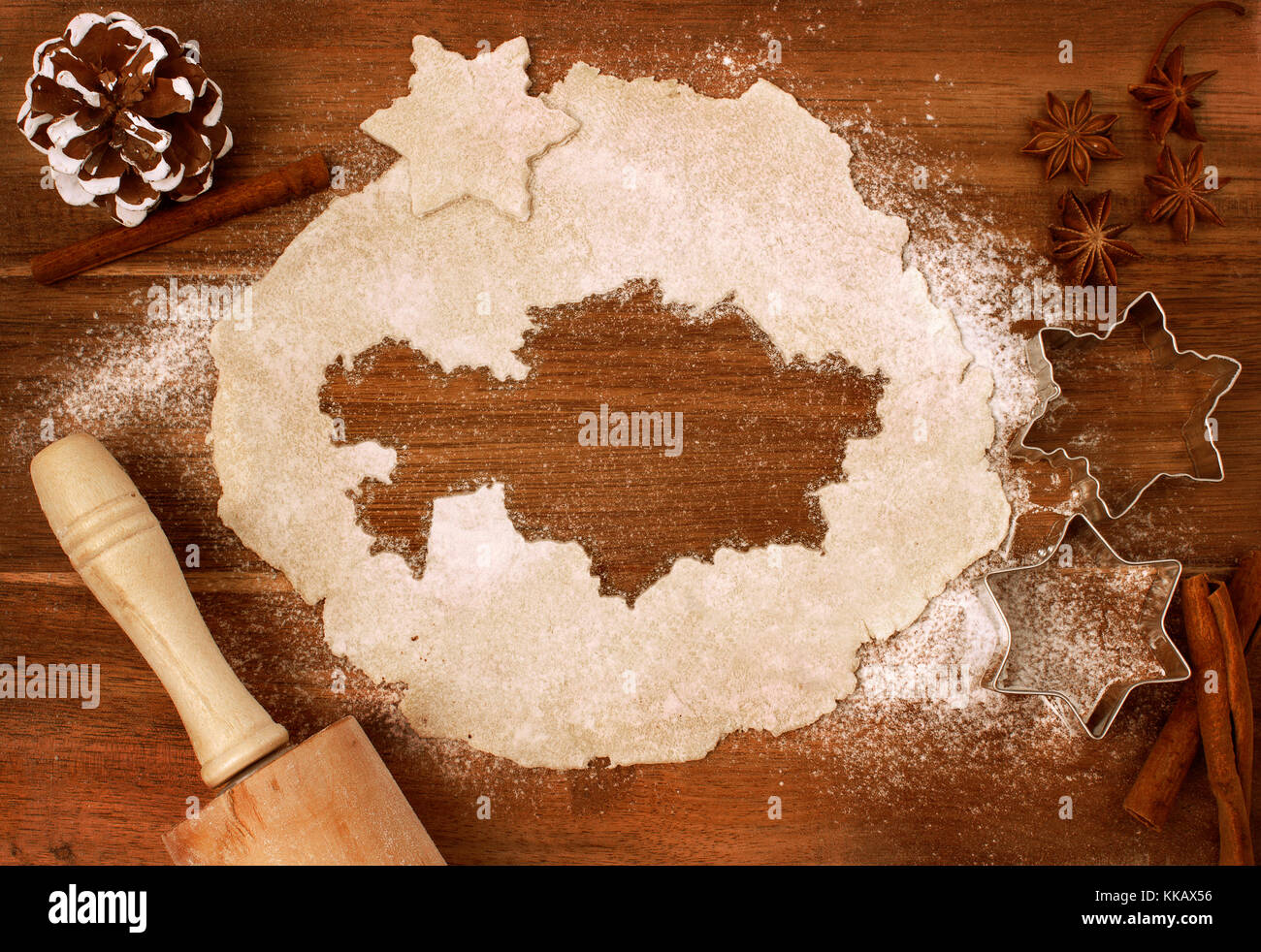 Festive cookie dough with the shape of Kazakhstan cut out (series Stock ...