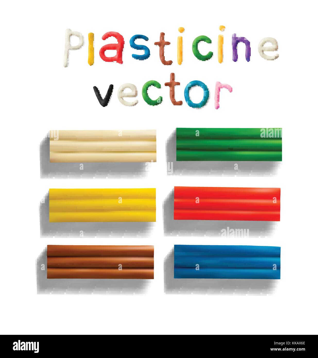 Color plasticine set isolated on a white background. 3d Vector ...