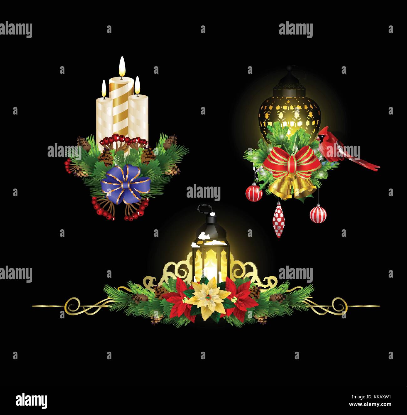 Red cardinal bird holly Stock Vector Images - Alamy